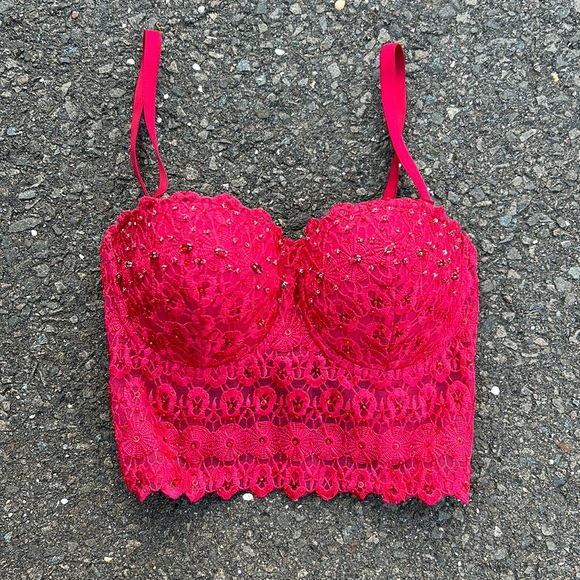 Windsor | Tops | Red Lace Corset Top | Poshmark